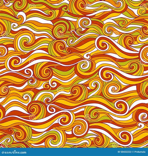 Seamless Wave Hand Drawn Pattern Waves Background Seamlessly T Stock