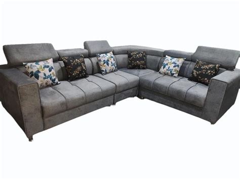 Fabric 6 Seater Wooden L Shape Sofa Set Without Lounger At Rs 32000