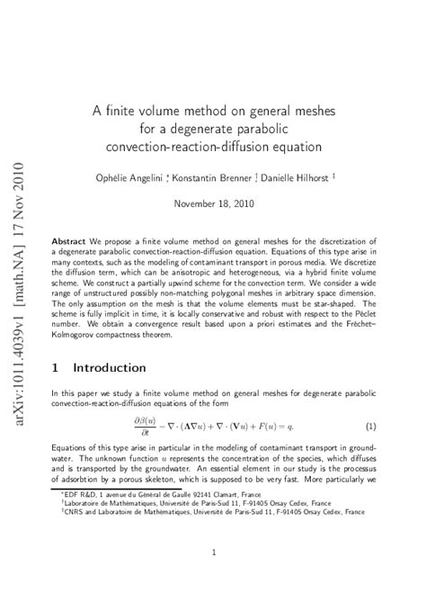 pdf a finite volume method on general meshes for a degenerate parabolic convection reaction