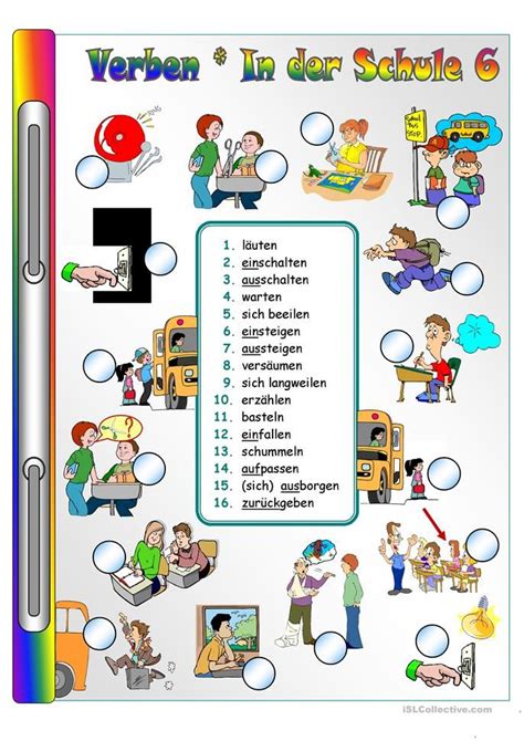 Verben In der Schule 6 Übungen Verben Schule Daf