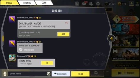 Chat Call Of Duty Mobile Interface In Game