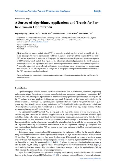 pdf a survey of algorithms applications and trends for particle swarm optimization