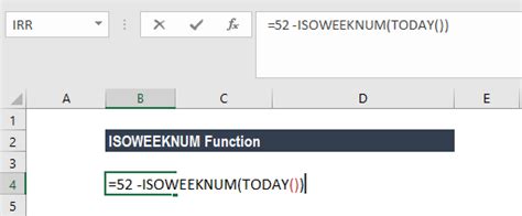 isoweeknum function definition formula how to use