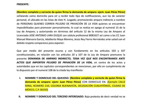 Formulario De Amparo Indirecto En Materia Administrativa Material