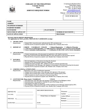 Fillable Online Service Request Form The Official Website Of The