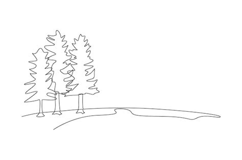 Dessin Au Trait Unique Concept De Forêt Illustration Vectorielle