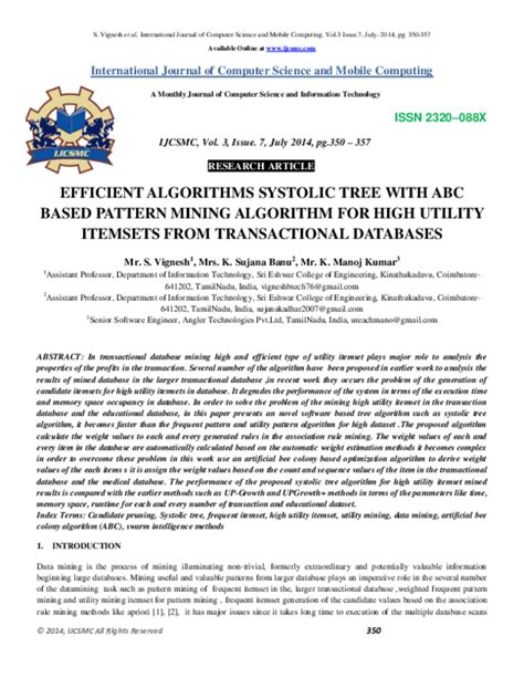 pdf efficient algorithms systolic tree with abc based pattern mining algorithm for high