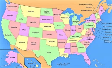Mapa de Estados Unidos División política Social Hizo
