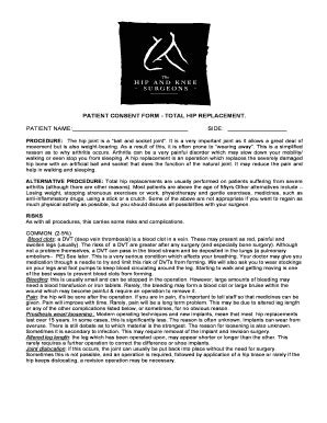 Fillable Online Thehipandkneesurgeons Co PATIENT CONSENT FORM TOTAL