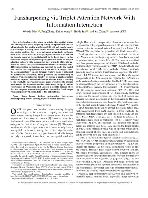 pdf pansharpening via triplet attention network with information interaction