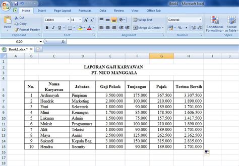 Contoh Soal Excel Gaji Karyawan Membuat Slip Gaji Menggunakan Rumus Excel