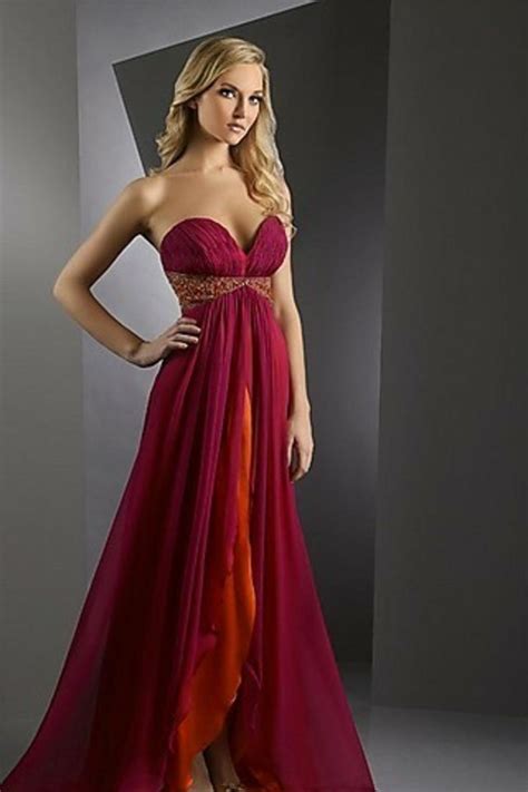 Hot Selling Empire Waist Sweep Brush Sweetheart Chiffon Burgundy
