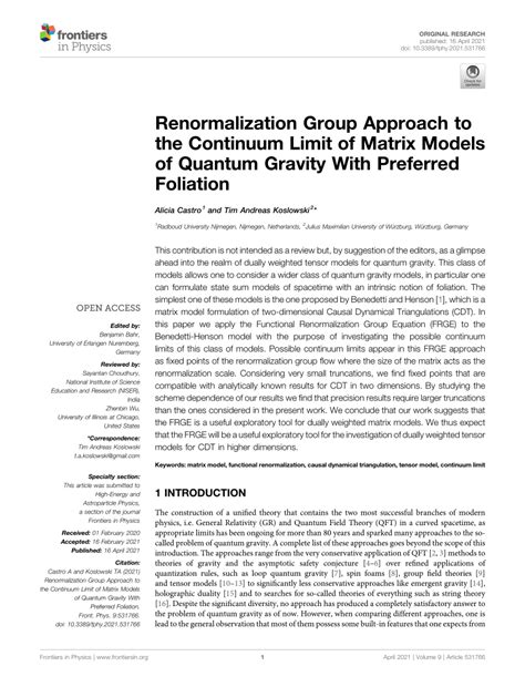pdf renormalization group approach to the continuum limit of matrix models of quantum gravity