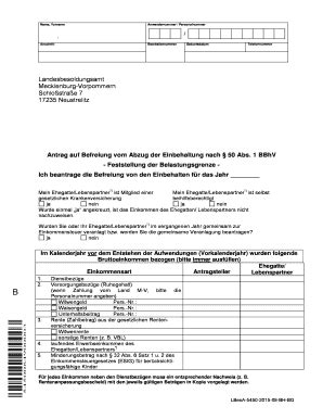 Fillable Online Lbesa Mv Regierung Antrag Auf Befreiung Vom Abzug Der