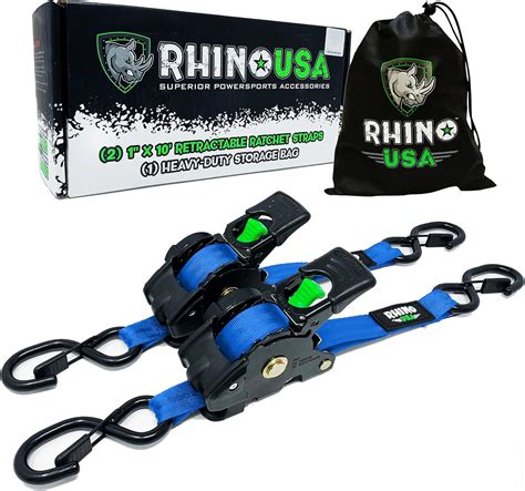 Amazon Rhino USA Retractable Ratchet Tie Down Straps 2PK 1