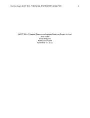 Financial Statements Analysis Business Report For Intel Docx Running