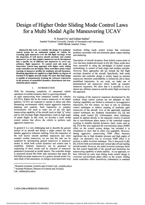 pdf design of higher order sliding mode control laws for a multi modal agile maneuvering ucav