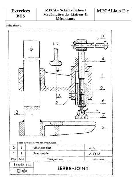PDF Schématisation MECALiais E e BTS Mécanismes Exercices BTS