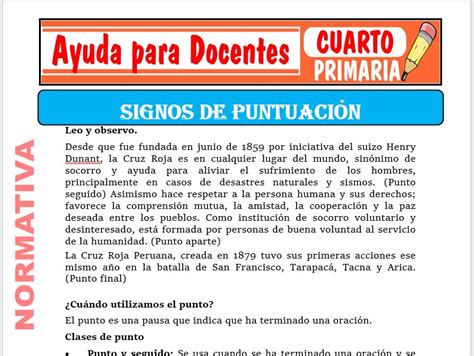 Signos De Puntuaci N Para Cuarto De Primaria Ayuda Para Docentes The