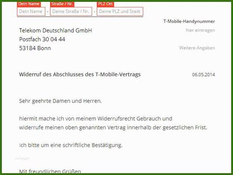 014 Telekom Vertrag Kündigen Vorlage Word T Mobile Widerruf Vorlage
