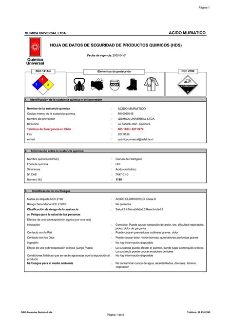 Total Imagen Hoja De Seguridad Acido Muriatico Comex Abzlocal Mx