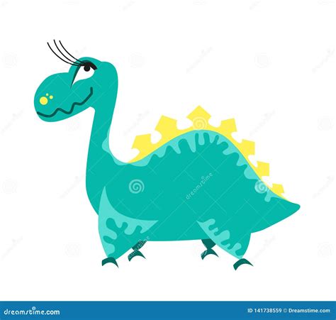 Dinossauro Verde Bonito Desenhos Animados Dino Ilustração Do Vetor