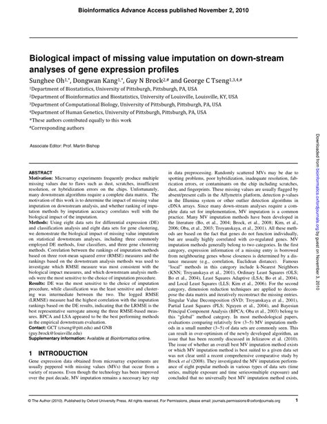 pdf biological impact of missing value imputation on downstream analyses of gene expression