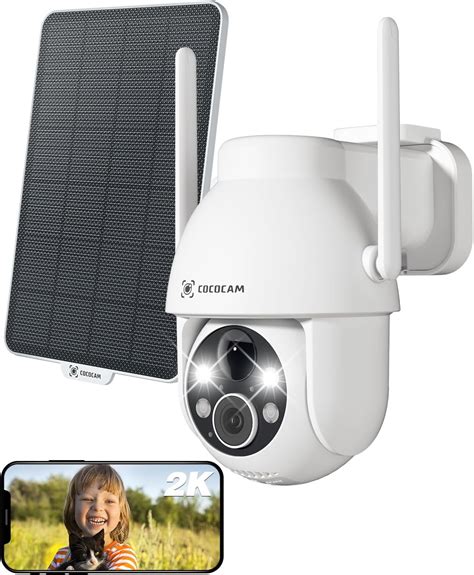 COCOCAM Solar Camera Outdoor Wireless 2K PTZ Security Cameras 2 4GHz