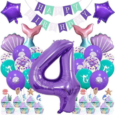 Sir Ne D Corations Anniversaire Filles De An Ballons Violet Et Bleu