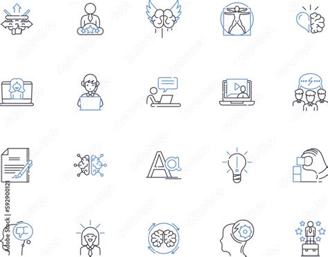 Vecteur Stock Mindset Outline Icons Collection Mental Attitude