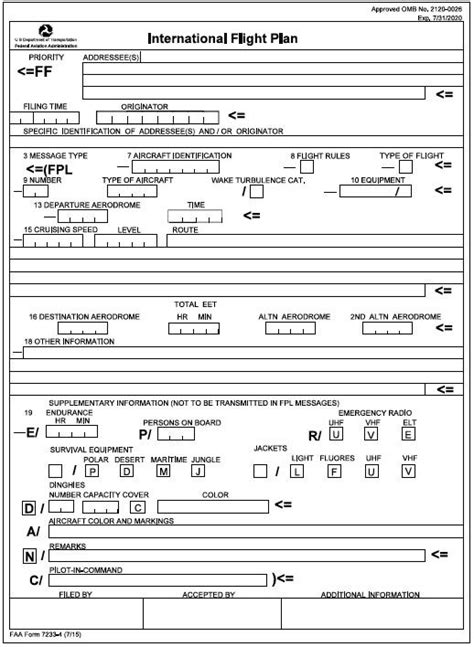 Fillable Icao Flight Plan Form Printable Forms Free Online