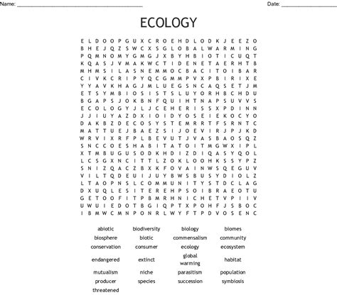 Free Printable Ecology Word Searches