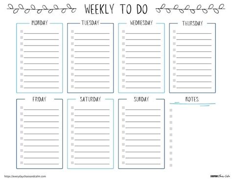 Free Printable Weekly To Do List Template