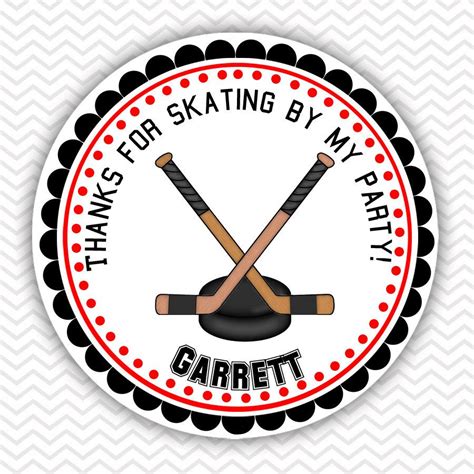 Hockey Personalized Stickers Party Favor Tags Thank You Tags Gift
