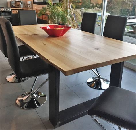 Table de salle à manger style industriel pied acier plateau de Etsy