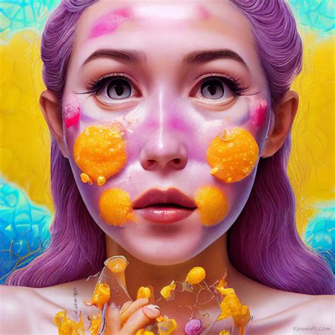 Stunning Surreal Portrait Acrylic On Canvas Midjourney AI Art Kawaii AI