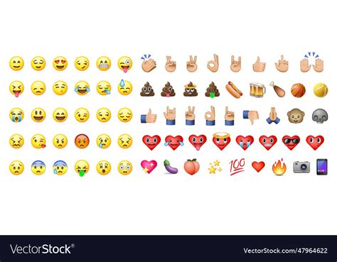 Emoji Big Set High Quality Emoticons Isolated Vector Image