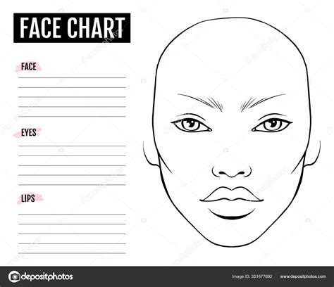 Face Chart Blank Makeup Artist Vector Template Stock Vector By