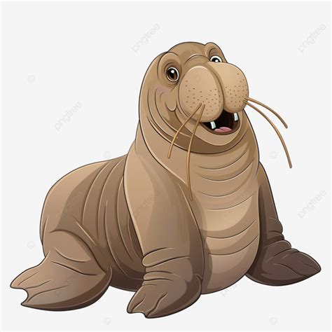 Morsa Bonito Dos Desenhos Animados Feliz Um Sorriso PNG Animais
