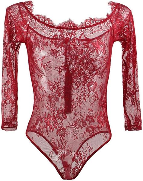 5XL Lencería Sexy Tallas Grandes Encaje Transparente Manga Larga