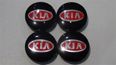 4x Dekle Dekielki Emblematy Do Felg KIA 56 Mm Czarno Czerwone DEKLE
