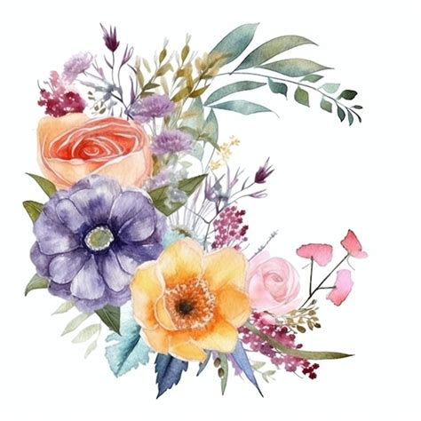 Fondo Floral Acuarela Con Una Flor Rosa Y Un Fondo Blanco Foto Premium