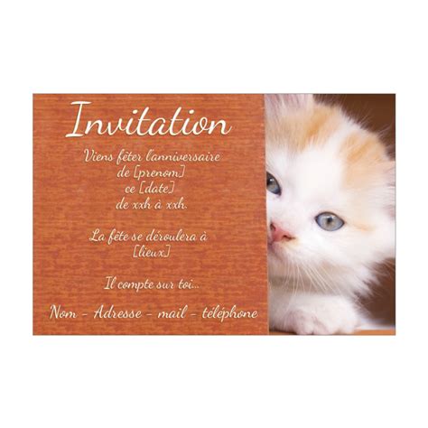 Imprimable invitation anniversaire chat gratuite à imprimer 145625