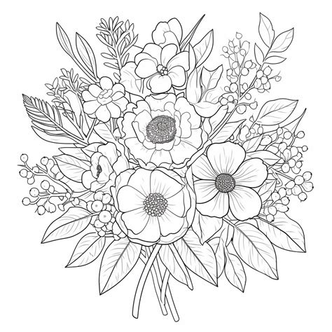 Bouquet Flowers Coloring Page Coloring Corner