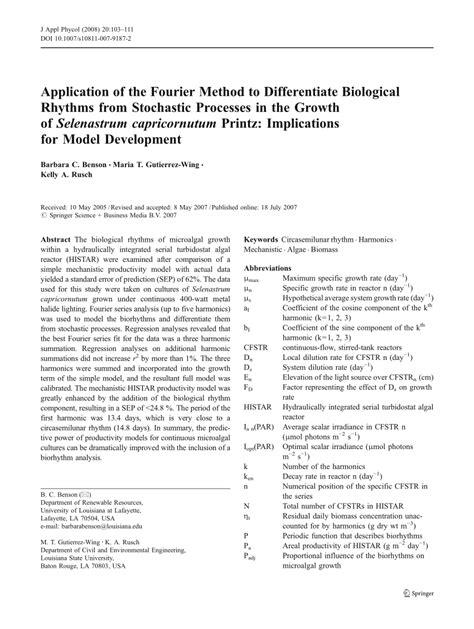 pdf application of the fourier method to differentiate biological rhythms from stochastic