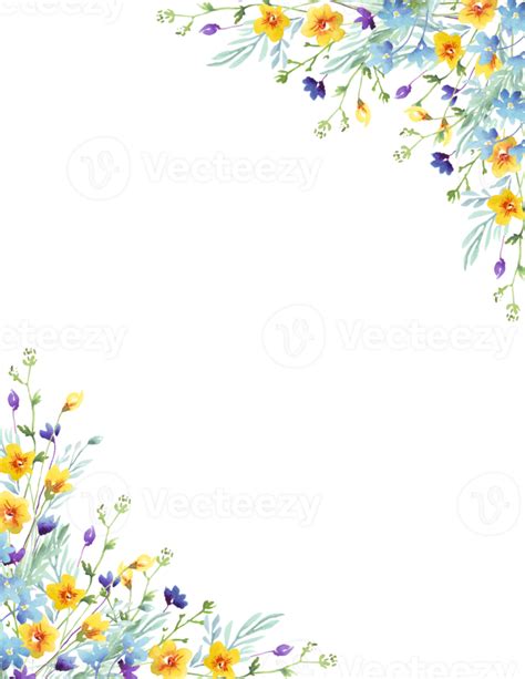 Wildflowers Frame Watercolor Clipart 21952859 PNG
