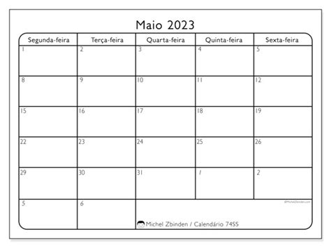 Calendário de maio de 2023 para imprimir 74SD Michel Zbinden MO