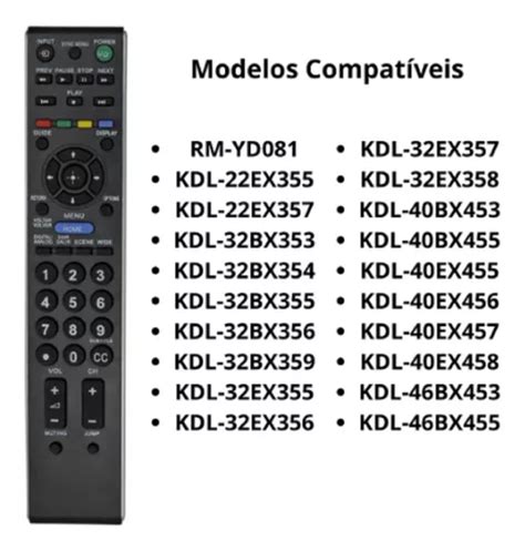 Controle Remoto Para Tv Lcd Led Sony Bravia 7501 Rm Yd MercadoLivre
