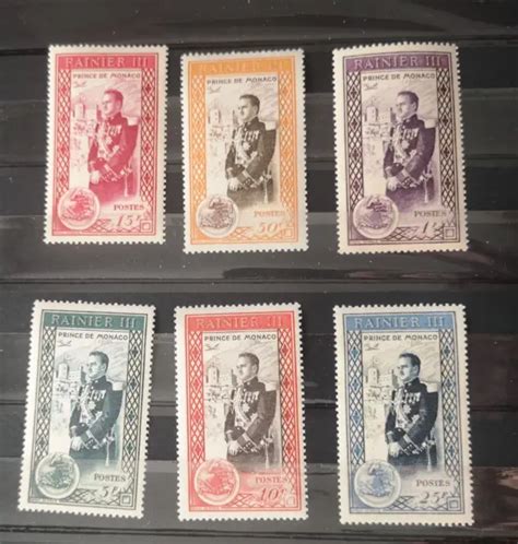 TIMBRE MONACO 1950 le prince Rainier III N 338 à 343 série de 6