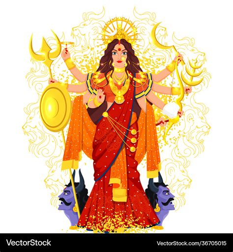Hindu Mythology Goddess Durga Maa Royalty Free Vector Image